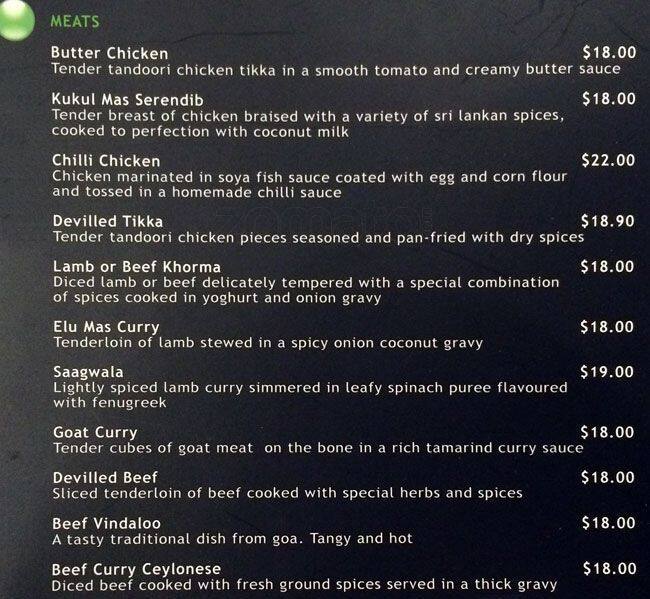 Menu at Blue Elephant restaurant, Pennant Hills
