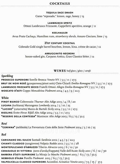 Menu at Via del Corso pub & bar, Berkeley