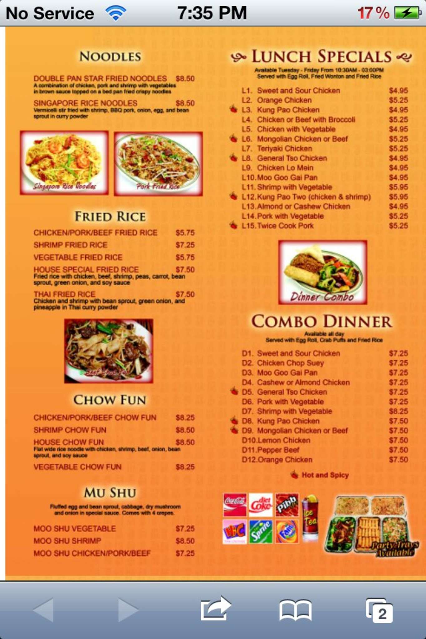Menu at New Asian Star restaurant, Tolleson, S 99th Ave