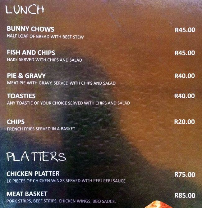 Menu at Lions pub & grill, White River