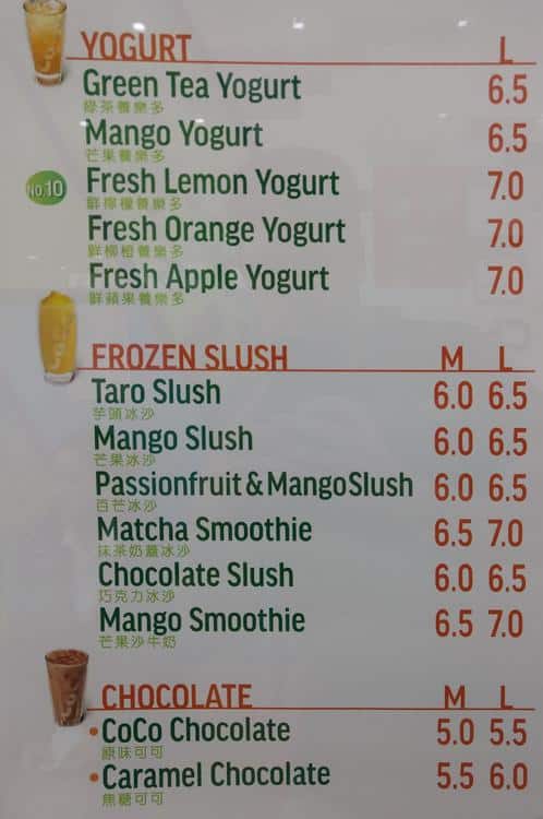 coco boba menu