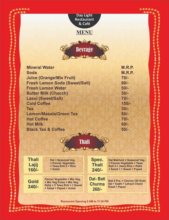 Menu at DAYLIGHT Restaurant & Cafe, Jaipur
