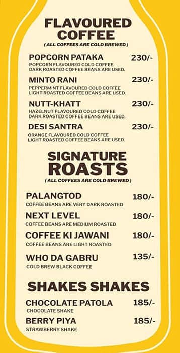 Menu of Theka Coffee, Ranjit Avenue, Amritsar