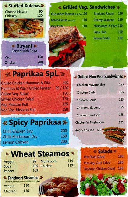 Menu at Paprikaa, New Delhi, Shop No 1