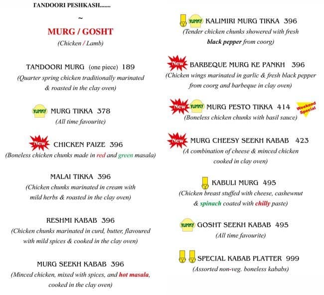 Menu at Moti Mahal Restaurant & Bar, Mumbai, 116