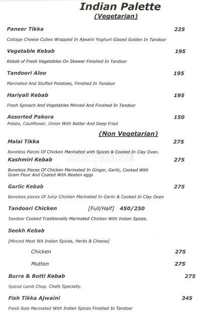 Menu at Cafe Tandoor, New Delhi, Asaf Ali Road