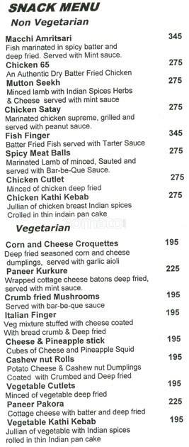 Menu at Cafe Tandoor, New Delhi, Asaf Ali Road