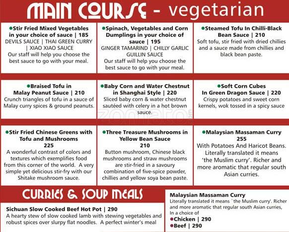 Menu at Dancing Wok, Bengaluru, Magrath Road