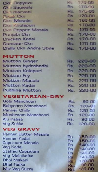 Menu at Kudla Fish Palace, Bengaluru, Kudla