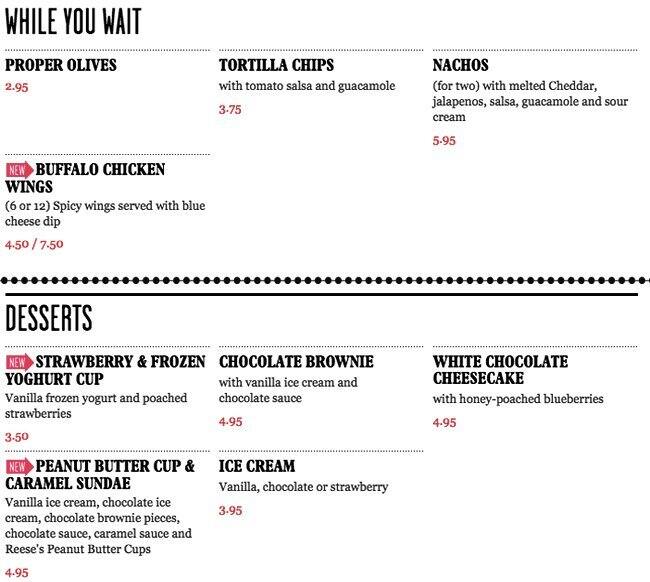 Menu at Byron restaurant, London, 33-35 Wellington Street