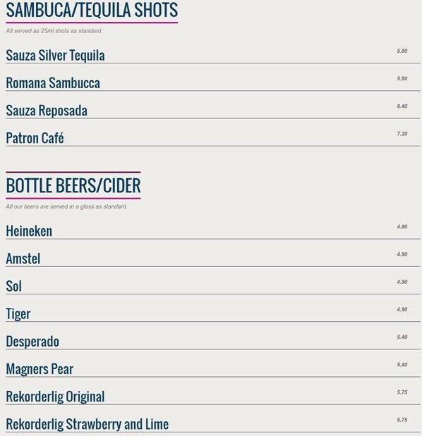 Menu at Freedom Bar, London, 60-66 Wardour St