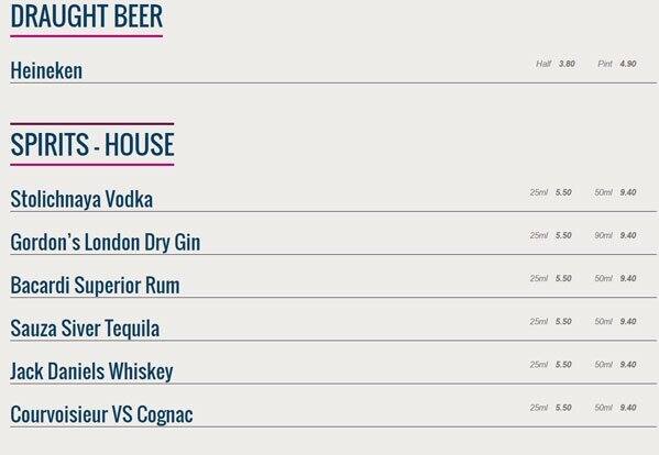 Menu at Freedom Bar, London, 60-66 Wardour St