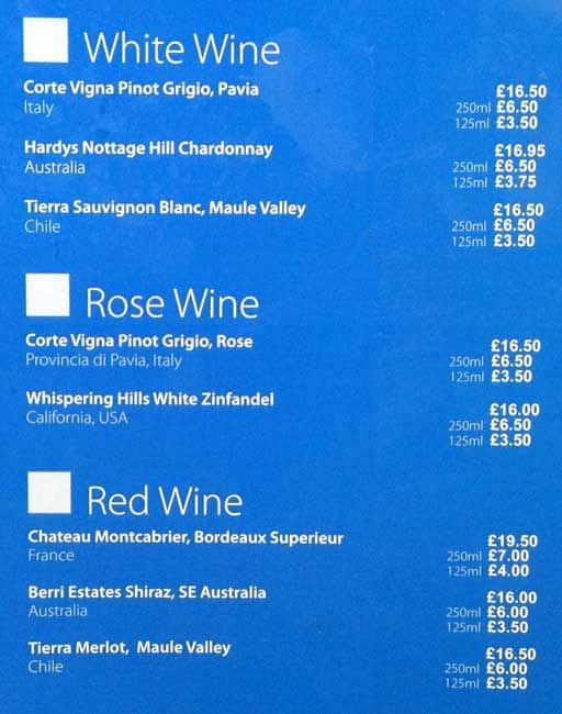 Menu at Holiday Inn Express, London