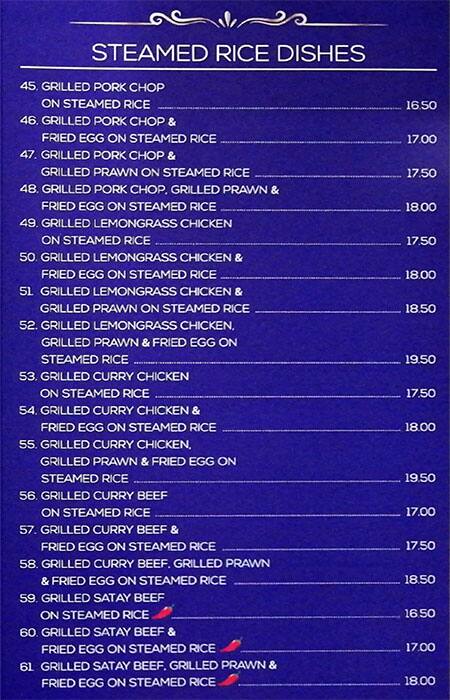 Menu at Saigon Moon restaurant, Black Diamond