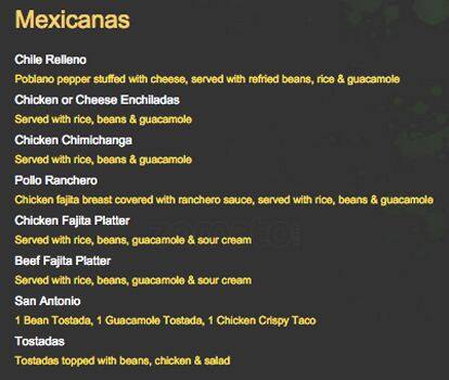 Menu at Pollo Salsa restaurant, Grand Prairie, 709 W Pioneer Pkwy