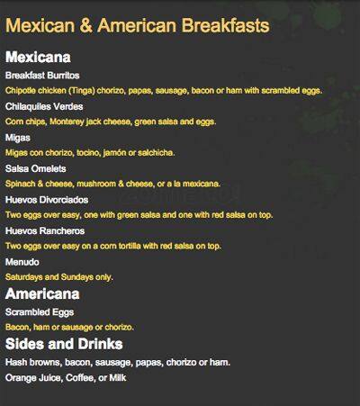 Menu at Pollo Salsa restaurant, Grand Prairie, 709 W Pioneer Pkwy