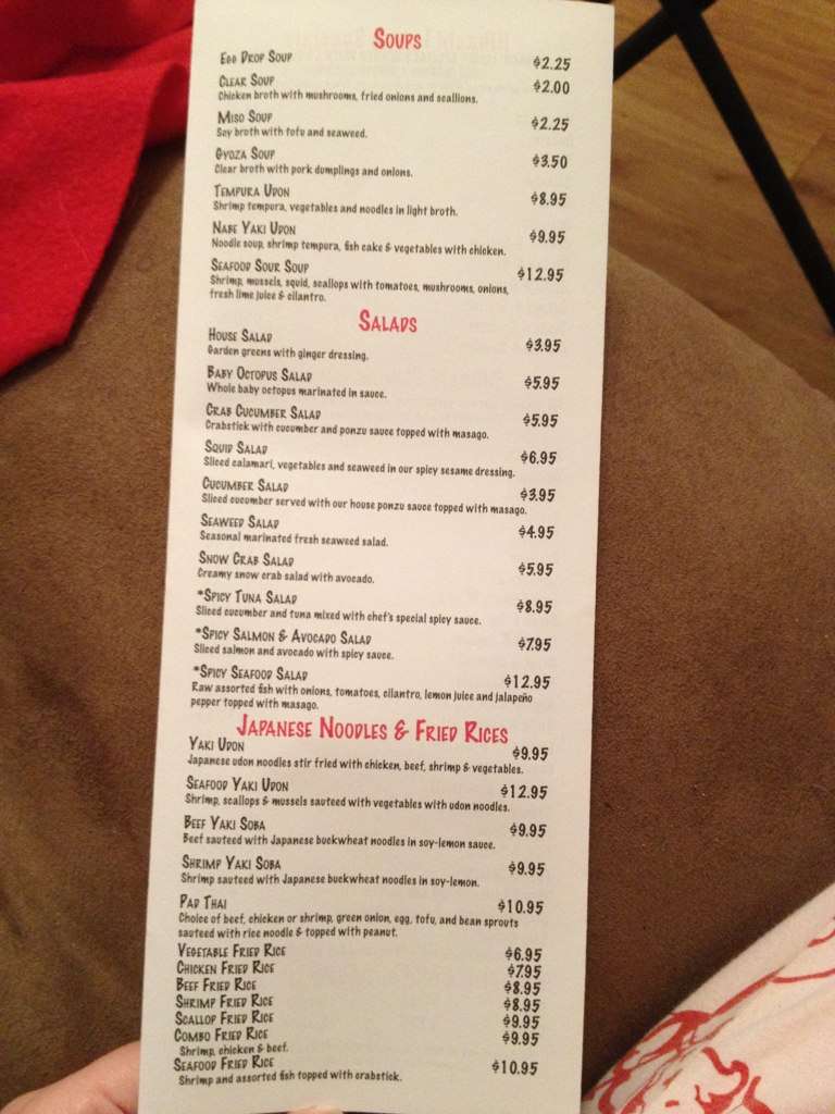 Menu at Saki restaurant, Ocean Springs
