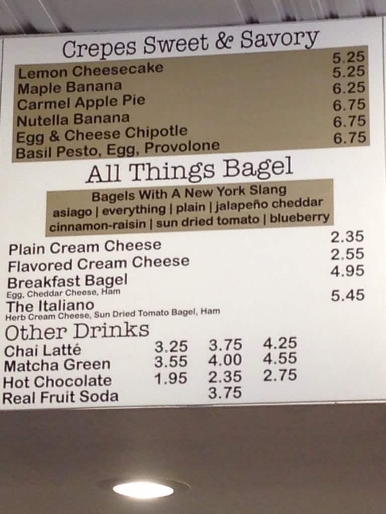 Menu at Drip cafe, Tahlequah