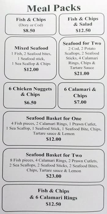 Menu at George's Snack Bar, Mitchelton