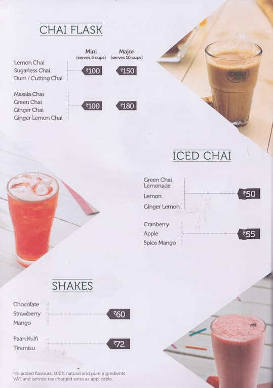 Menu at Chai Point, Hyderabad, 455
