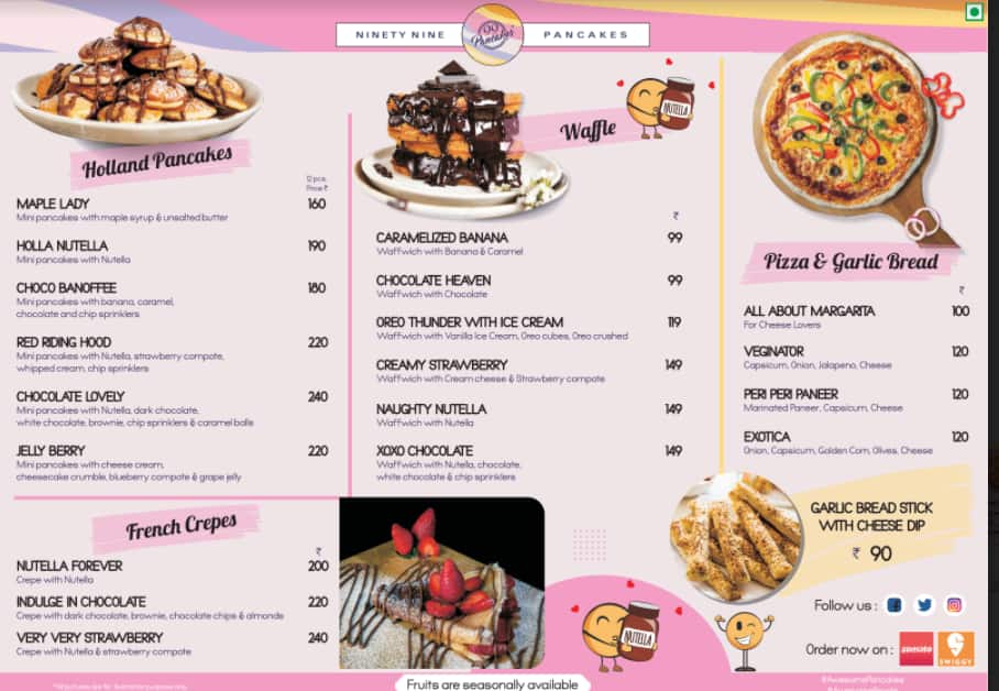 Menu at 99 Pancakes, Navi Mumbai, Shop 6