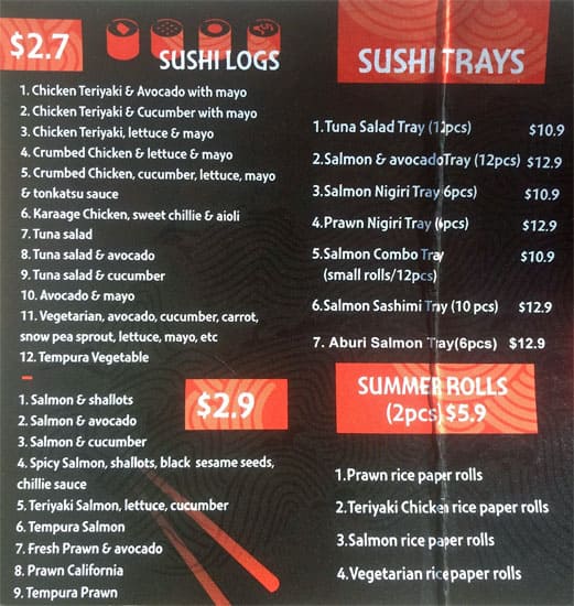 Menu at Toshi's Kitchen and Sushi Bar, Albany Creek