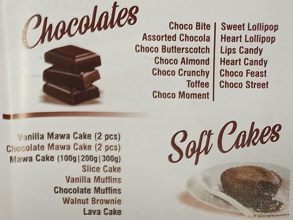 Menu at Atul Bakery, Surat, 6V82+GRM