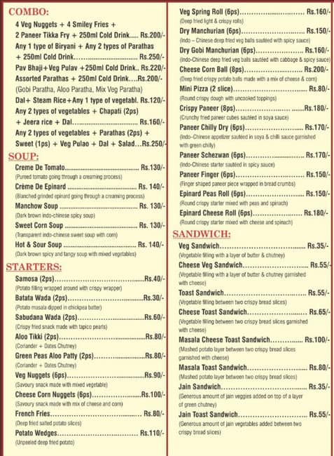 Menu of Tasty Treat, Vashi, Navi Mumbai