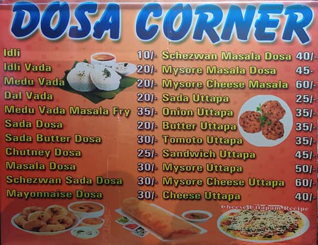 Menu of Dosa Corner, Kalyan, Thane