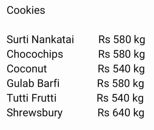 Menu of Surti Live Bakery, Borivali West, Mumbai