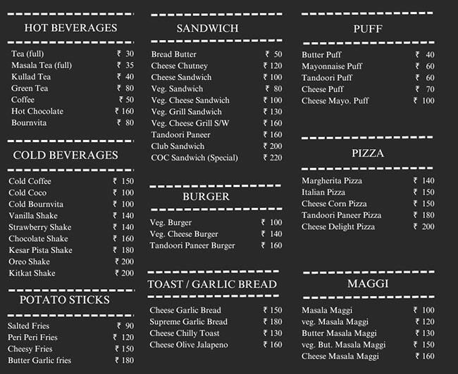 Menu of Rooftop Retreat, Vastrapur, Ahmedabad