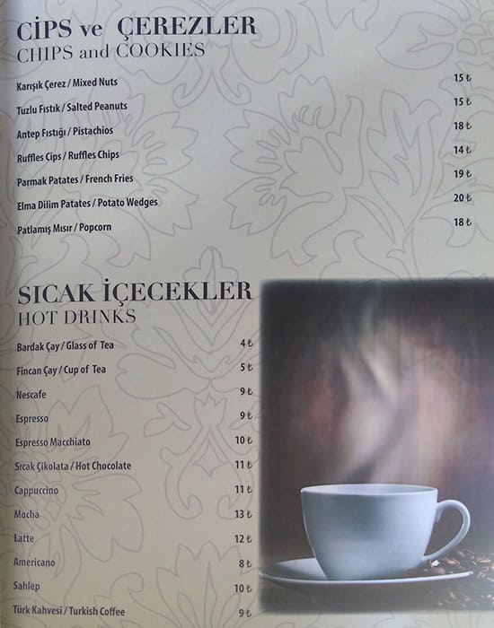 Menu at Sosta Restaurant Mangalbaşı, Istanbul