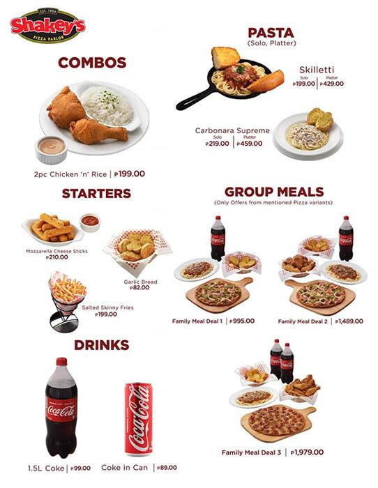 Menu at Shakey's | Port Area fast food, Manila, Bonifacio Dr