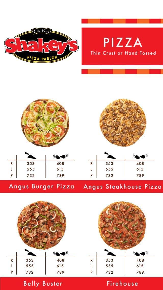Menu at Shakey's Pizza Parlor pizzeria, Caloocan, Edsa Corner Serrano ...