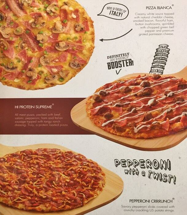 Menu at Shakey’s (Quirino Highway) fast food, Manila