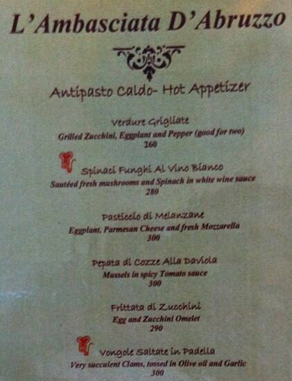 Menu at Ristorante L'Ambasciata d'Abruzzo restaurant, Makati