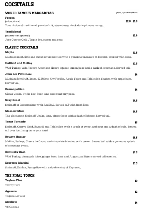 Menu at Lone Star steakhouse, Hamilton, 185 Victoria St