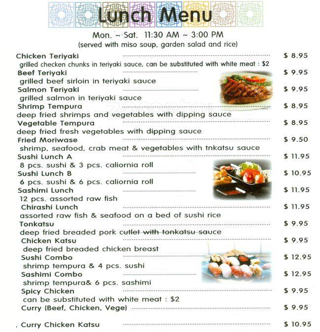 Carta del restaurante Sushi Momo, Toronto, Leslie St