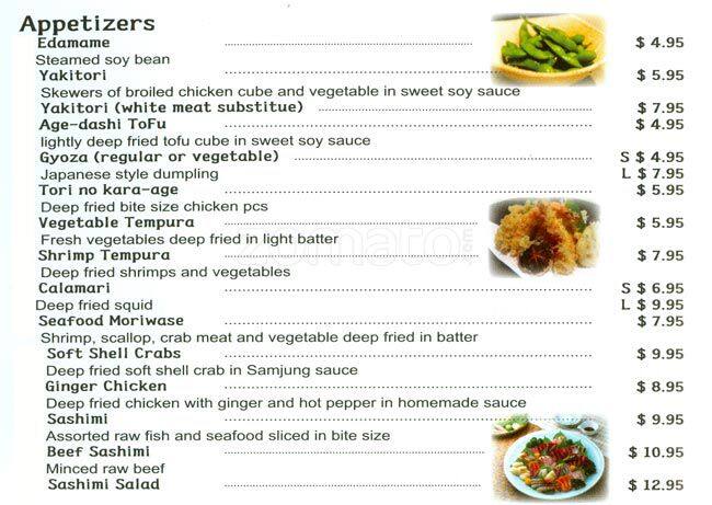 Menu at Sushi Momo restaurant, Toronto, Leslie St