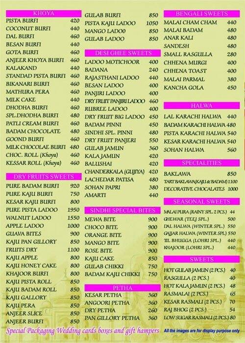 Sindhi Sweets Menu, Menu for Sindhi Sweets, Chandigarh Industrial Area ...