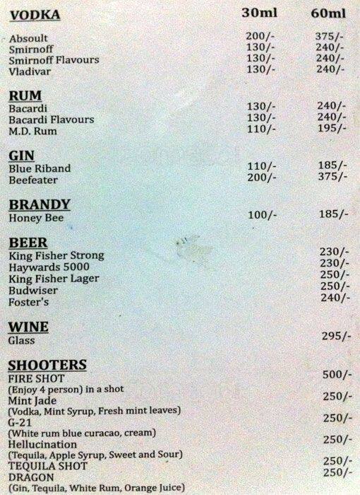 Menu at Blue Ice The Club Lounge, Indore, Orbit Mall