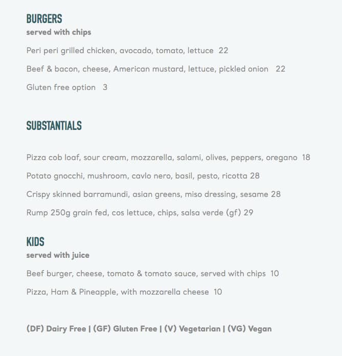 Menu at Riverbar & Kitchen, Brisbane City