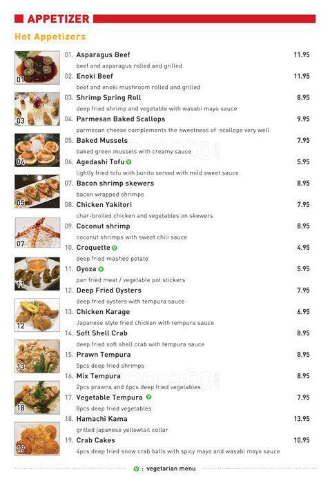 Menu at Ozora Sushi Restaurant, Concord