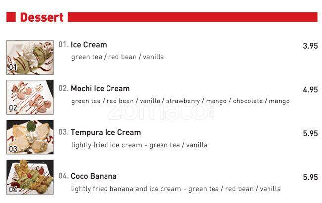 Menu at Ozora Sushi Restaurant, Concord