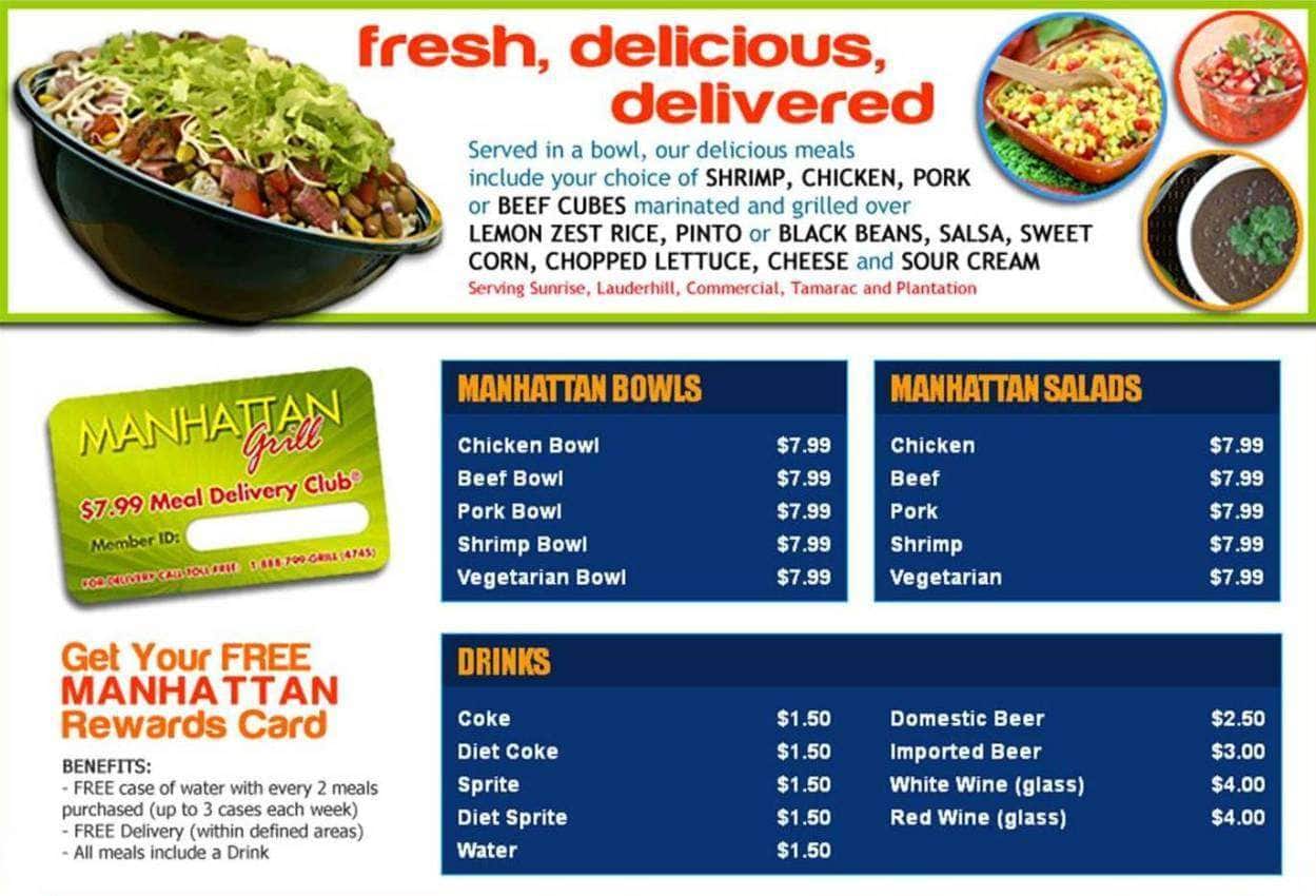 Menu at Manhattan Grill restaurant, Sunrise