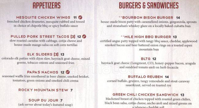 Menu at Territory Kitchen + Bar, Denver