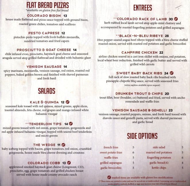 Menu at Territory Kitchen + Bar, Denver