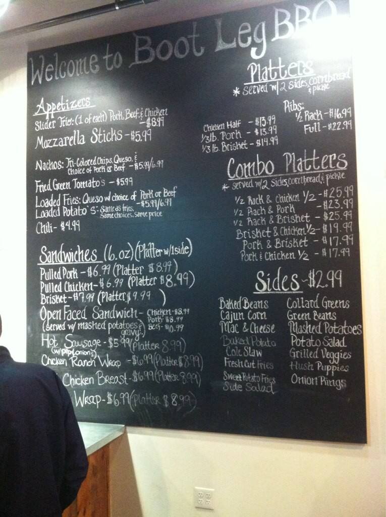 Menu at Bootleg BBQ, Williamsport, 300 E Church St