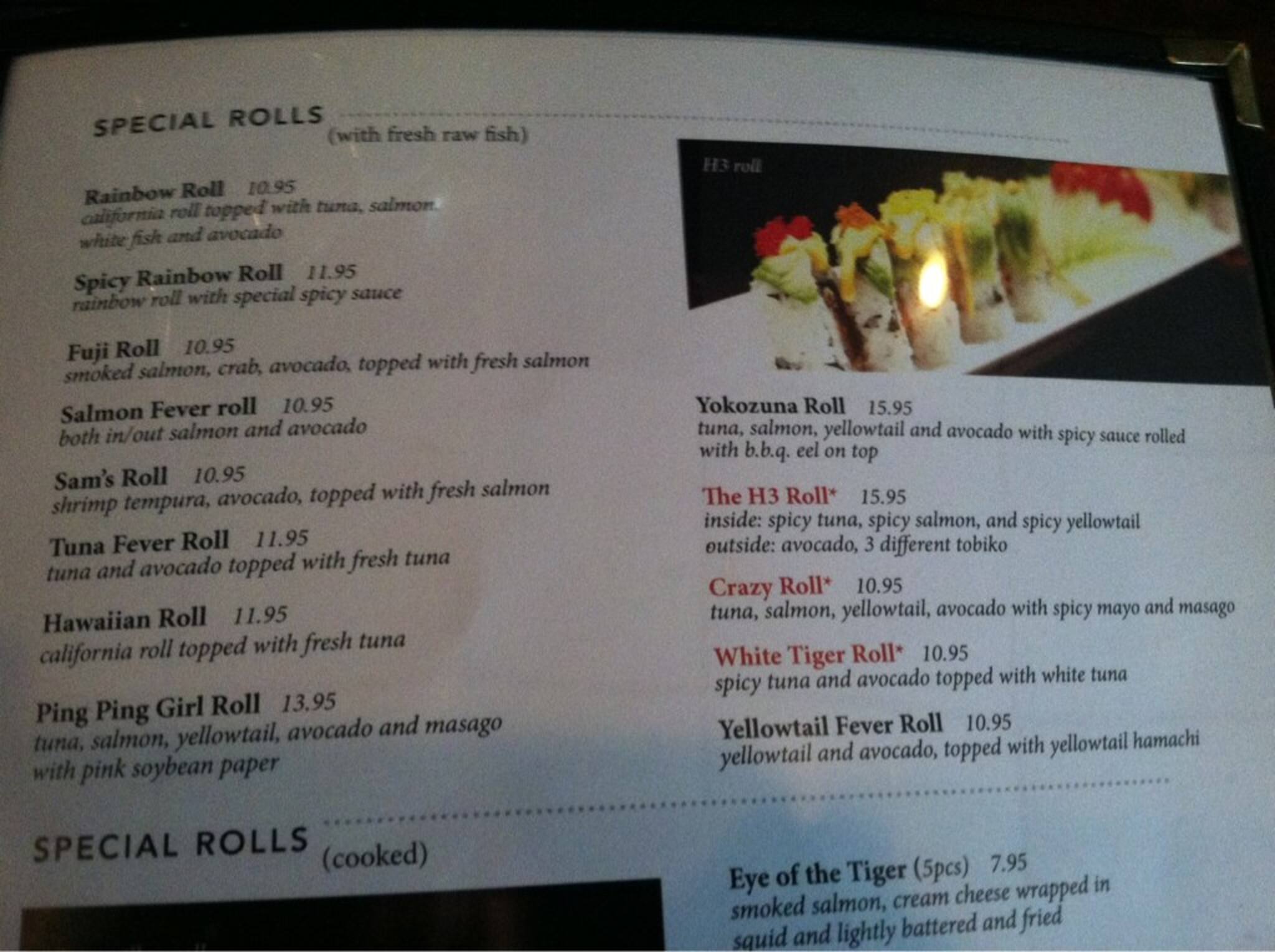 Menu at Mijuri restaurant, Springfield