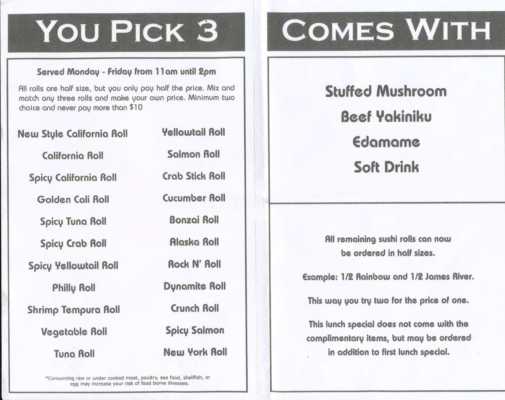 Menu at Mijuri restaurant, Springfield